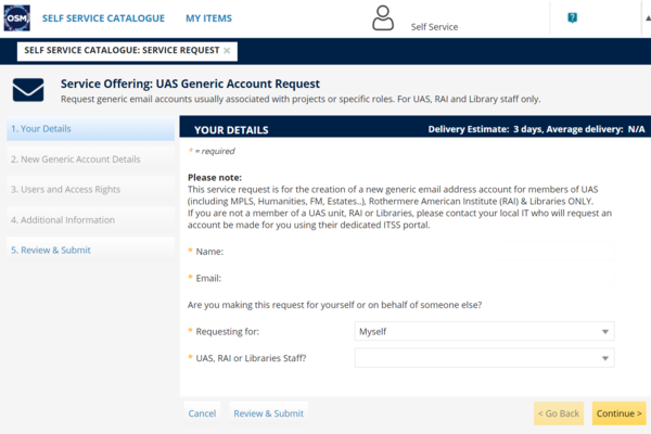 Requesting a new generic email account | IT Services